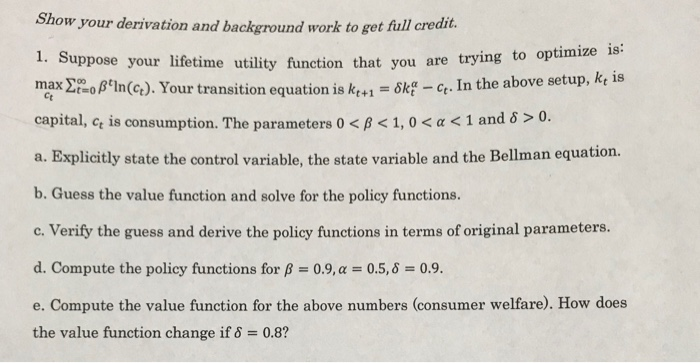 Solved Show your derivation and background work to get full | Chegg.com