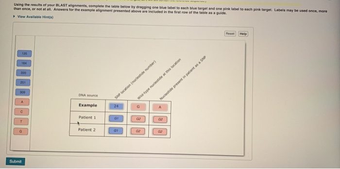 Using the results of your BLAST alignments, complete | Chegg.com