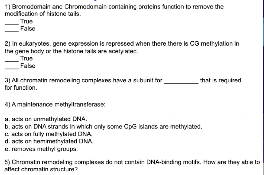 Solved 1) Bromodomain and Chromodomain containing proteins | Chegg.com