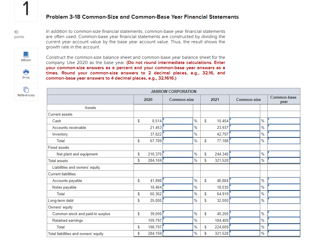 Solved 1 Problem 3-18 Common-Size and Common-Base Year | Chegg.com