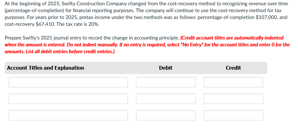 Solved At the beginning of 2025 , Swifty Construction | Chegg.com