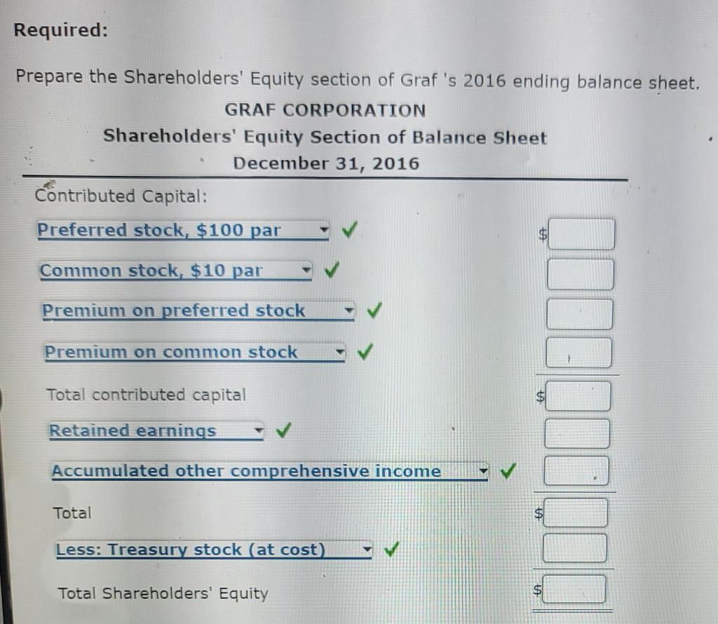 Solved Shareholders' Equity The following are several of | Chegg.com