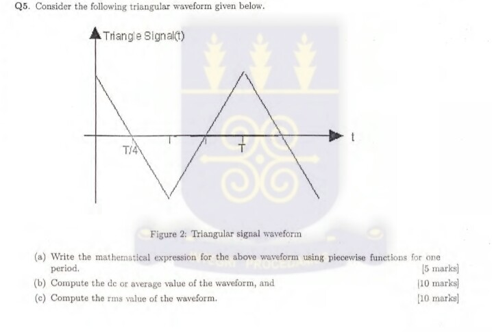 Solved Q5 Consider The Following Triangular Waveform Given 2039