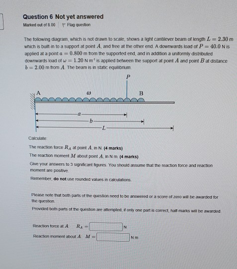 Solved Question 6 Not yet answered Marked out of 8.00 Flag | Chegg.com