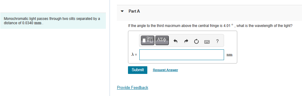 [Solved]: Monochromatic light passes through two slits sepa