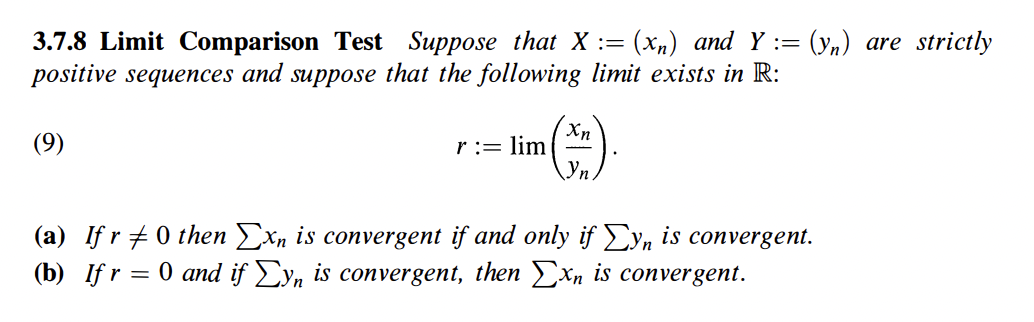 Solved Use The Limit Comparison Test Explained Below Show