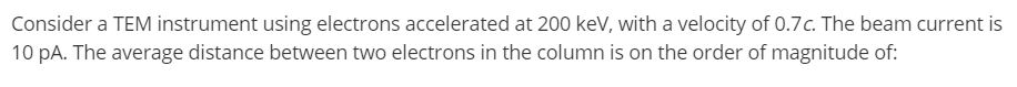 Solved Consider a TEM instrument using electrons accelerated | Chegg.com