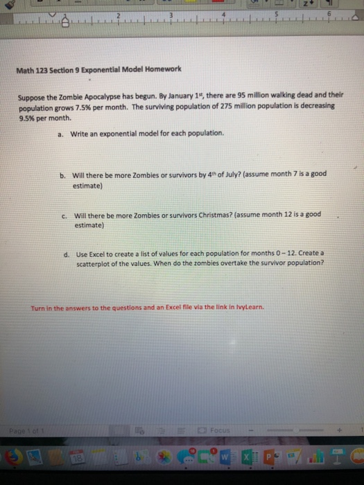 Solved Math 123 Section 9 Exponential Model Homework Suppose | Chegg.com