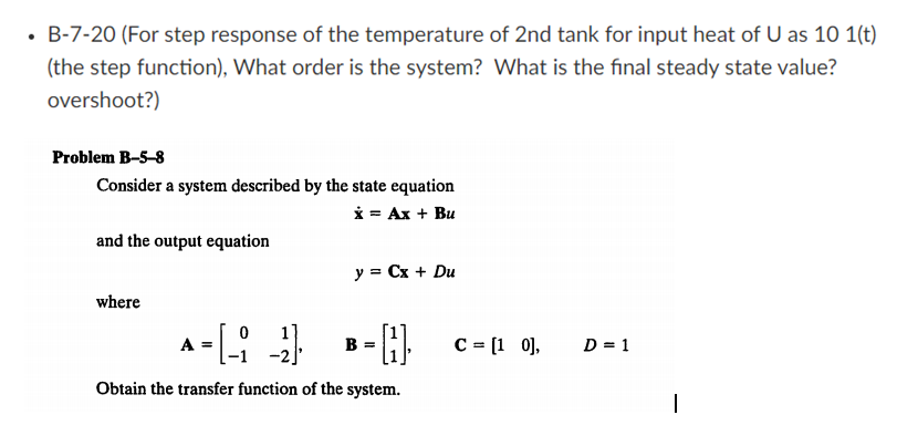 B-7-20 (For step response of the temperature of 2nd | Chegg.com