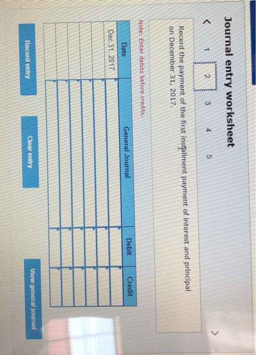 Solved Exercise 14-11 Installment note entries LO C1 On | Chegg.com