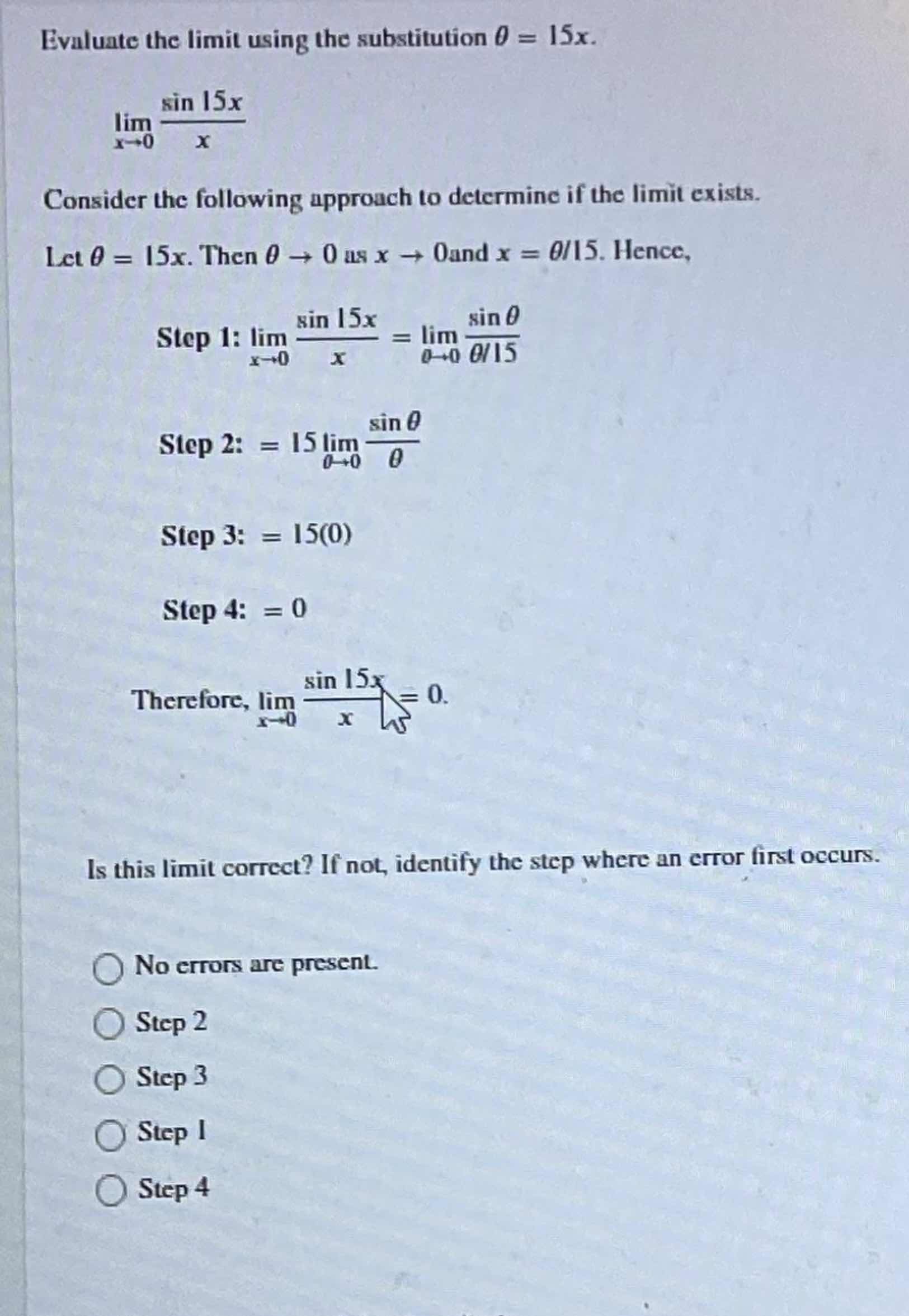 Solved Evaluate the limit using the substitution | Chegg.com