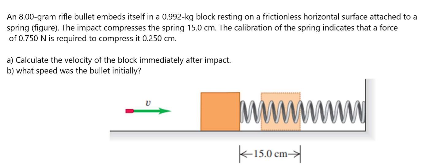 Solved An 8.00-gram rifle bullet embeds itself in a 0.992−kg | Chegg.com