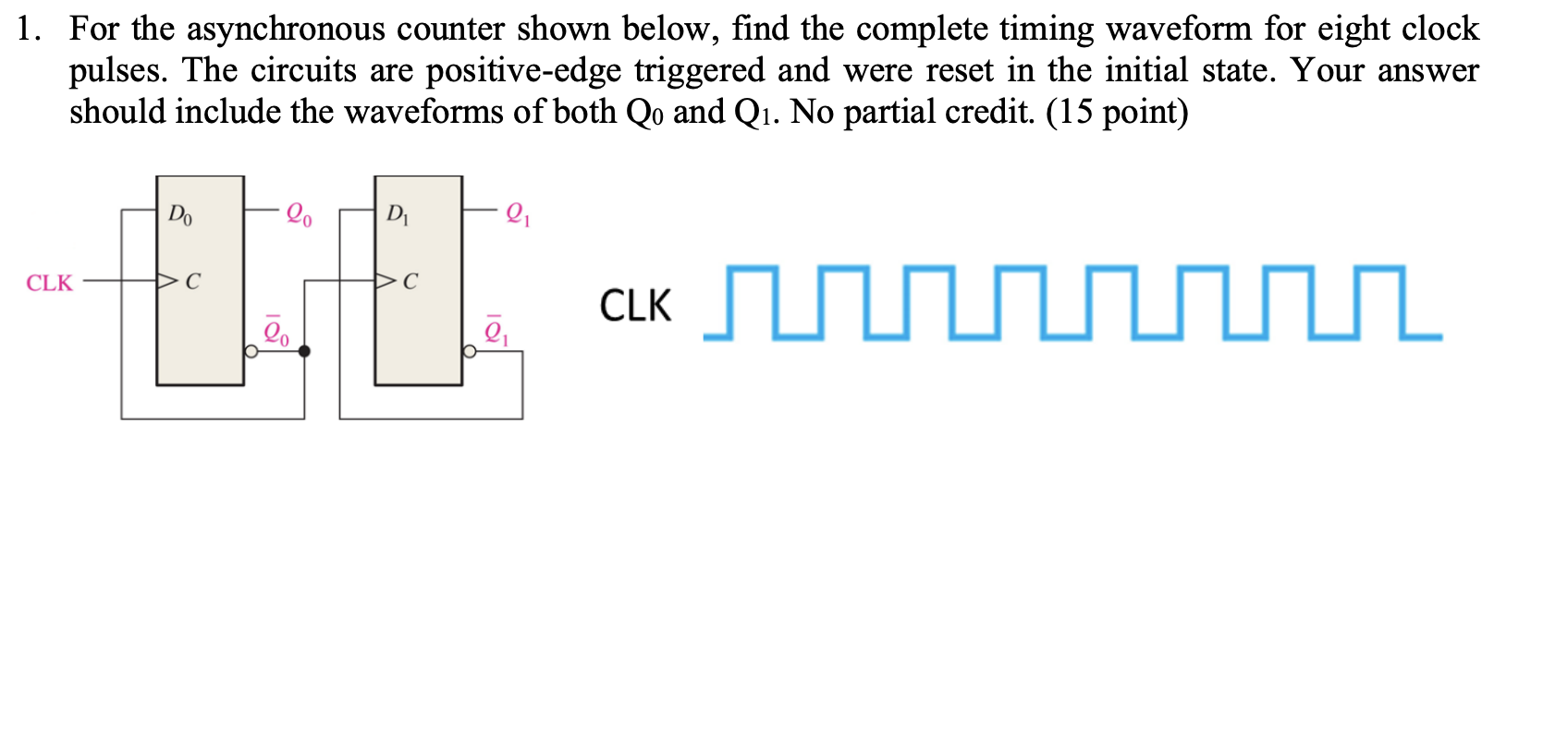 Solved 1. For the asynchronous counter shown below, find the | Chegg.com