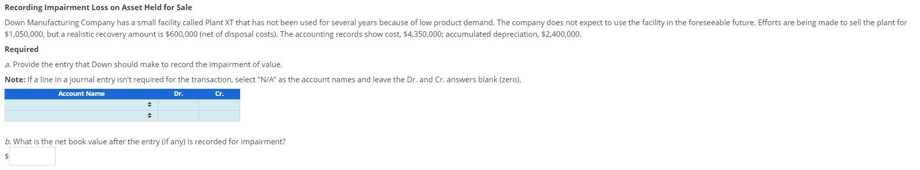 Solved $1,050,000, but a realistic recovery amount is | Chegg.com
