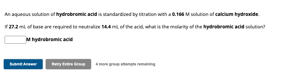 Solved An aqueous solution of hydrobromic acid is | Chegg.com