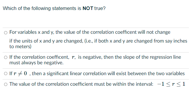 Solved Which of the following statements is NOT true? For | Chegg.com