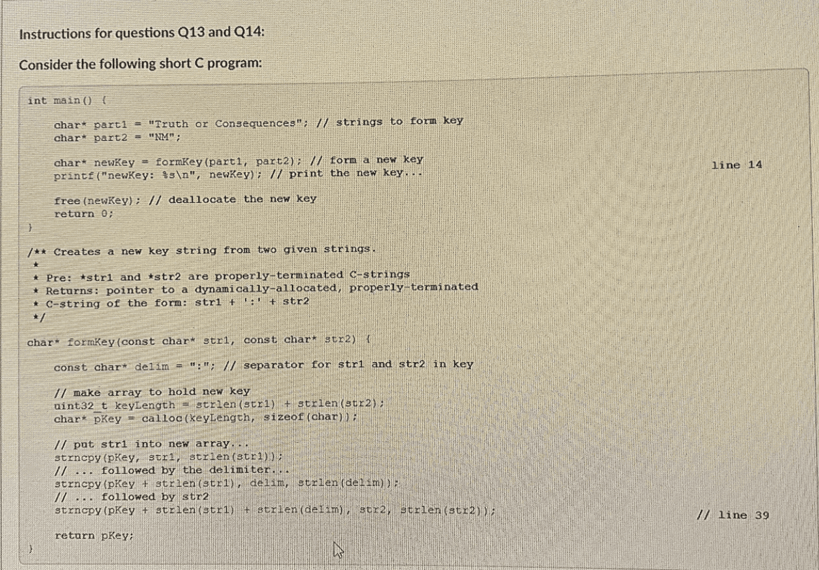 Solved Instructions for questions Q13 and Q14: Consider the | Chegg.com