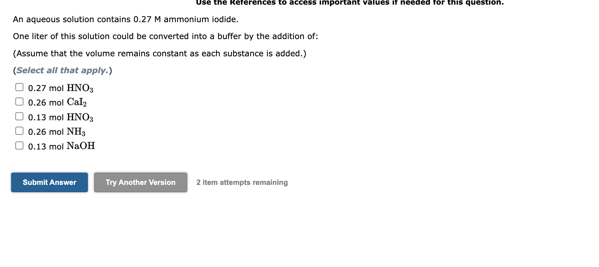 Solved An aqueous solution contains 0.27M ammonium iodide. | Chegg.com