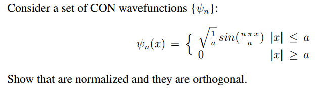 Solved Consider a set of CON wavefunctions {/nl: VAsin(!.as) | Chegg.com