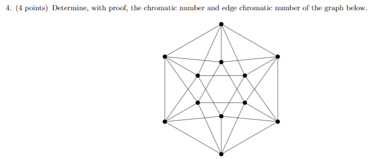 Solved 4. (4 points) Determine, with proof, the chromatic | Chegg.com