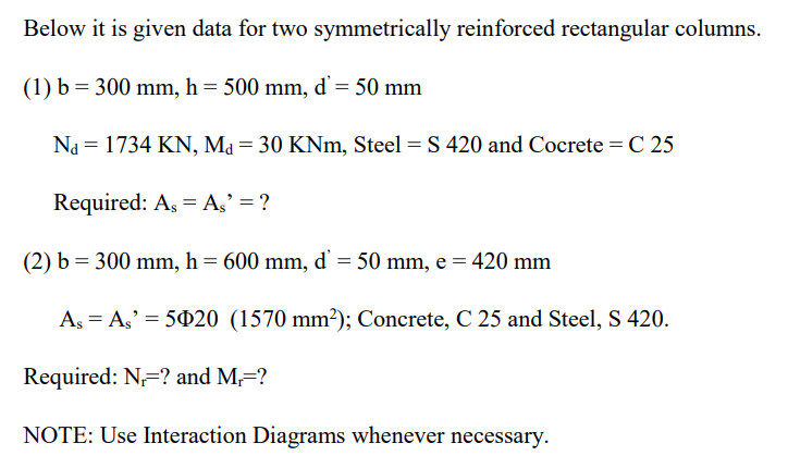 Solved Below it is given data for two symmetrically | Chegg.com