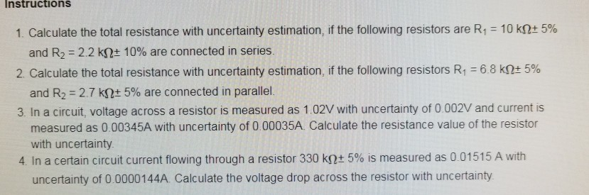 Solved Instructions I. Calculate the total resistance with | Chegg.com