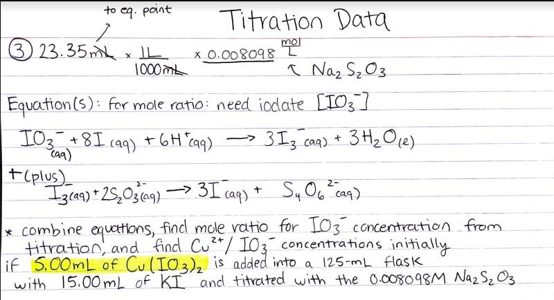 Solved Using Titration Data, find the concentration IO3- and | Chegg.com