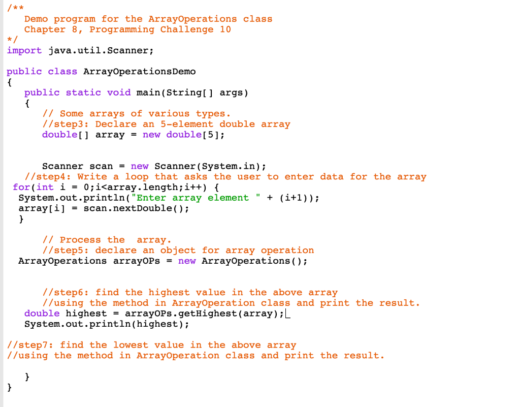 Solved Java Arrayoperations And Arrayoperationsdemo Help I 9440
