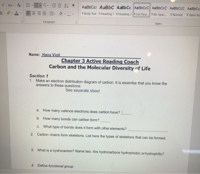 Solved A Aa A E E2 A A AaBbCcl AaBbC AaBbCc AaBbCcC AaBbCcC | Chegg.com