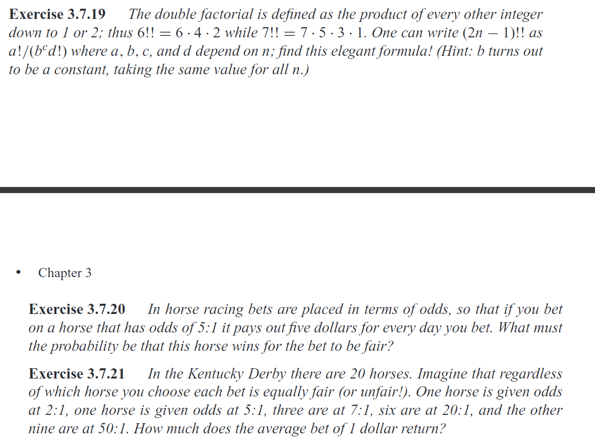 Solved Exercise 3.7.19 The double factorial is defined as | Chegg.com