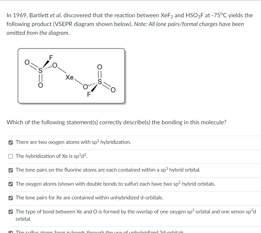 Solved In 1969, Bartlett et al. discovered that the reaction | Chegg.com