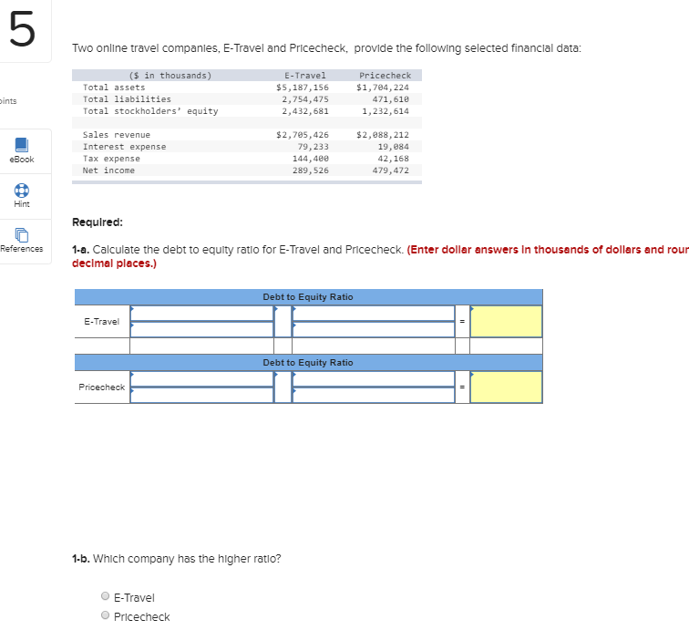 Solved Two online travel companles, E-Travel and Pricecheck, | Chegg.com