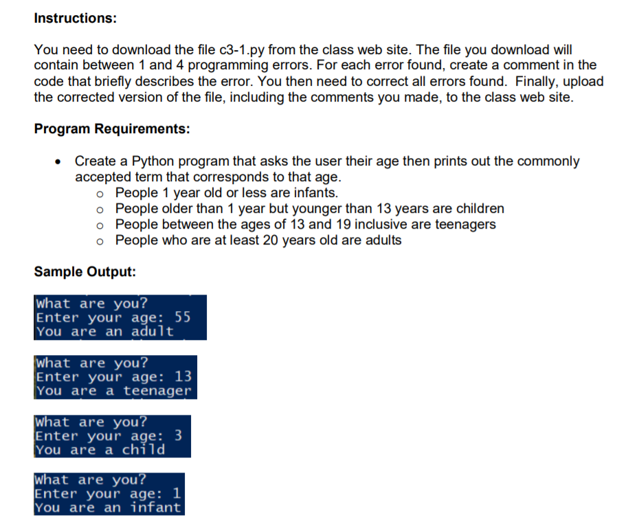 Solved Instructions: You need to download the file c3-1.py | Chegg.com