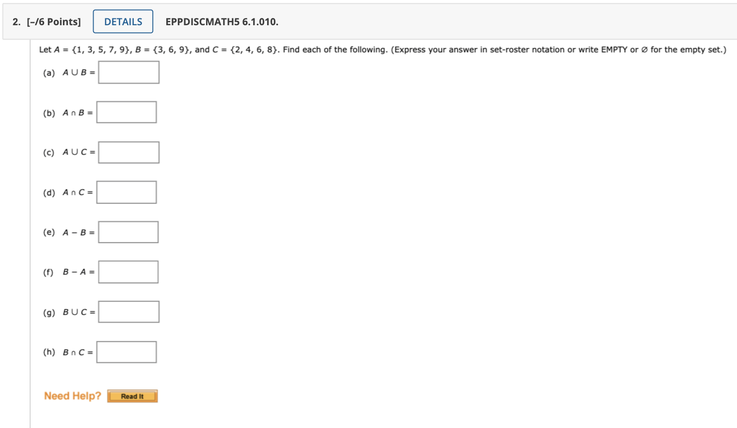 Solved 2. [-16 Points] DETAILS EPPDISCMATH5 6.1.010. Let A = | Chegg.com