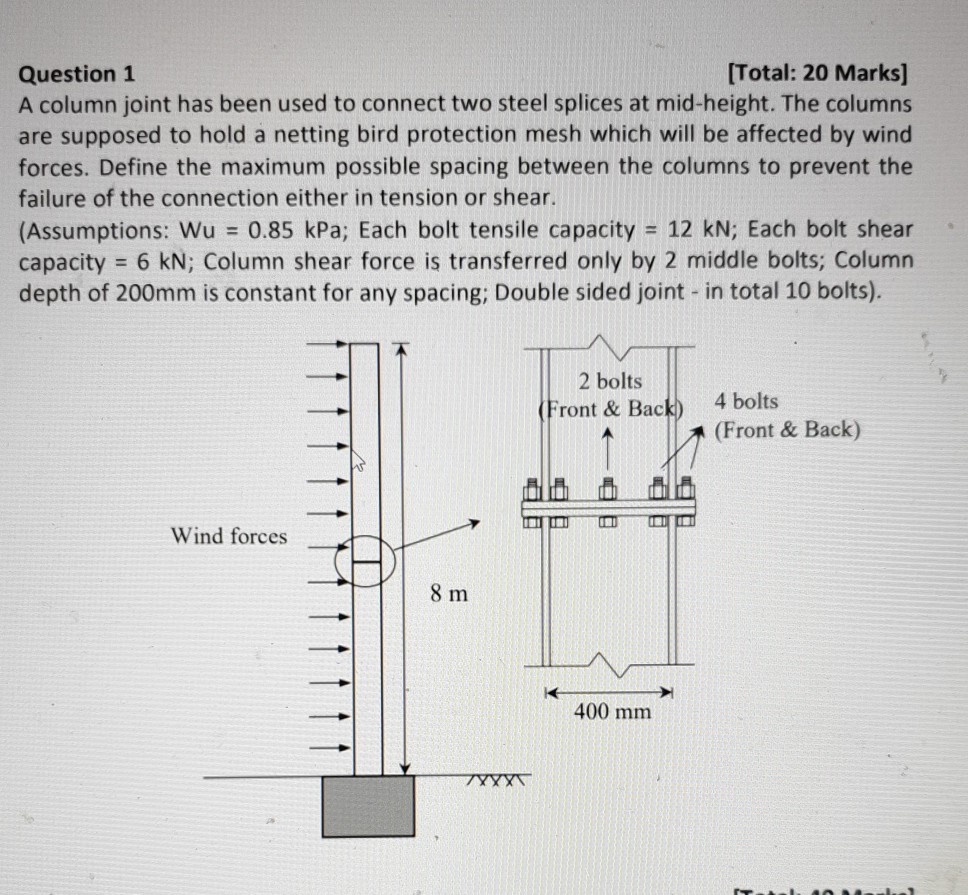 Solved [Total: 20 Marks] Question 1 A column joint has been | Chegg.com