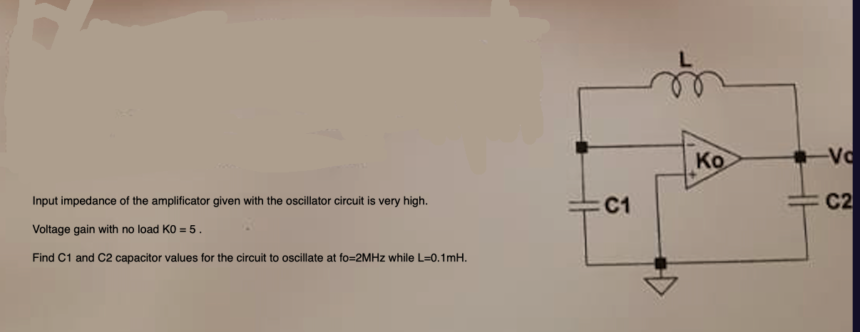Solved ко -Vo Input impedance of the amplificator given with | Chegg.com