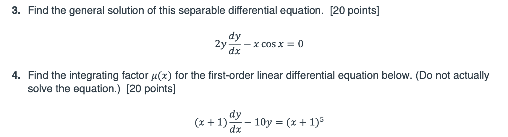 Solved 3. Find the general solution of this separable | Chegg.com