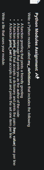 Solved Python Modules Assignment A Write a Python module, | Chegg.com