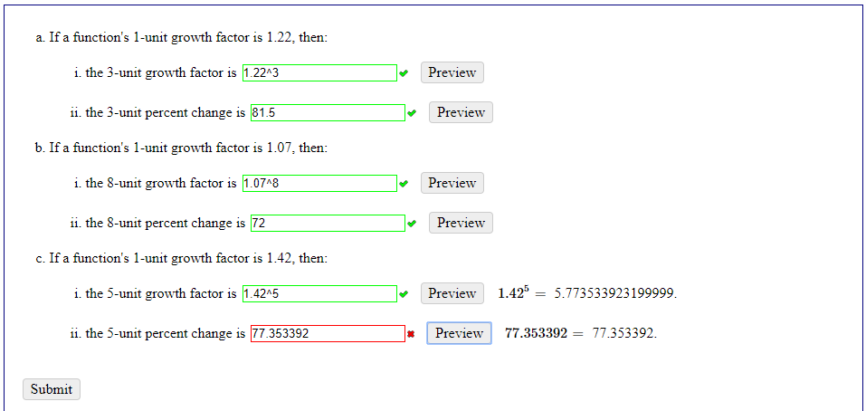 Solved a. If a function's 1-unit growth factor is 1.22, | Chegg.com