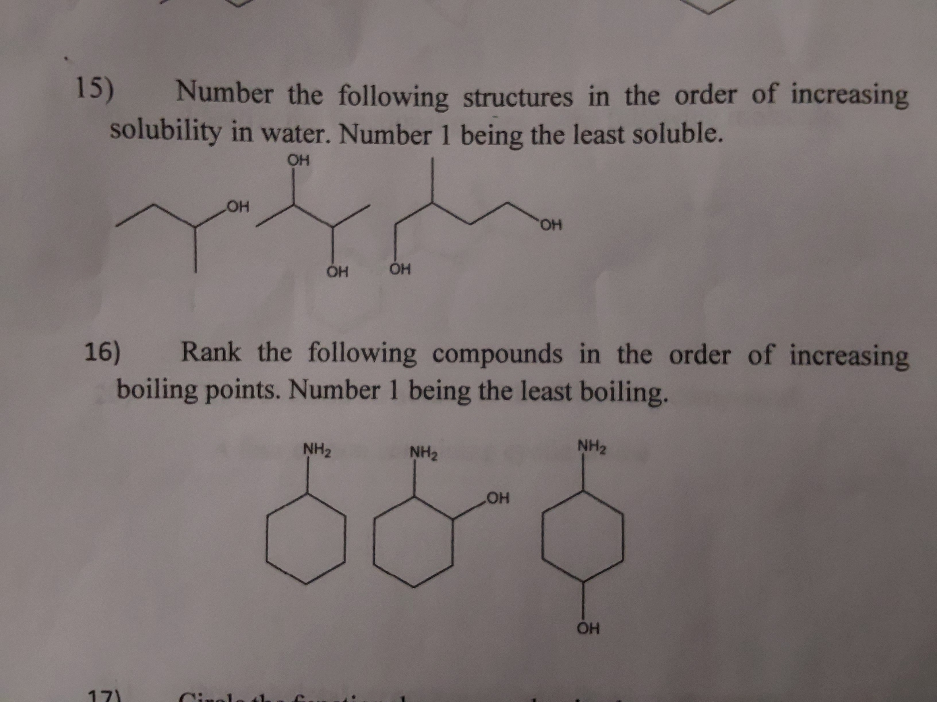 Solved 15) Number the following structures in the order of | Chegg.com