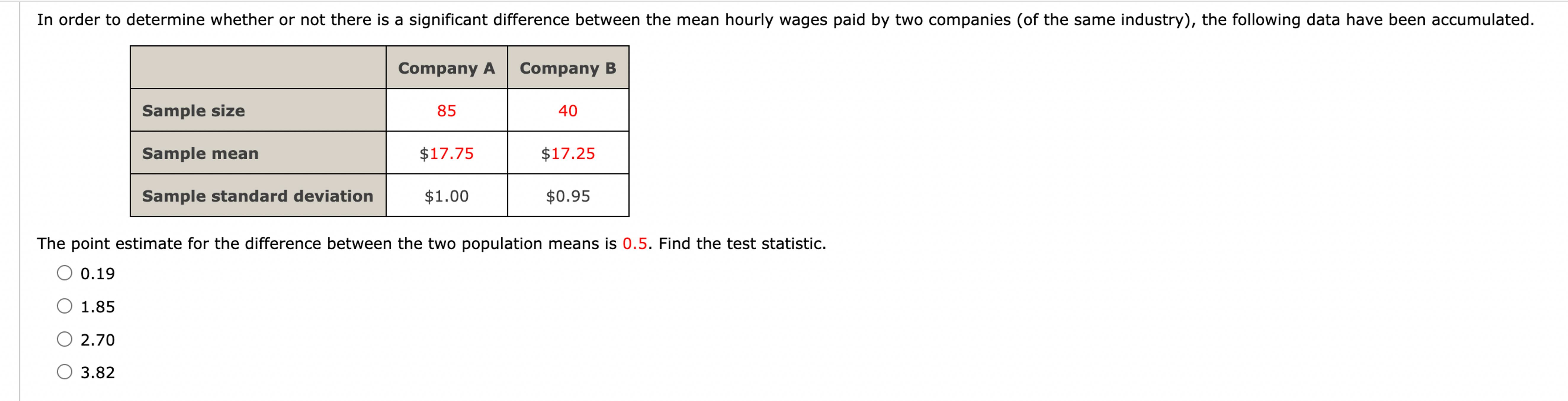 Solved \table[[,Company A,Company B],[Sample | Chegg.com