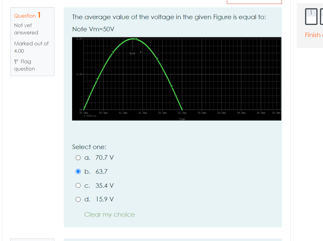 Solved Question 1 The average value of the voltage in the | Chegg.com