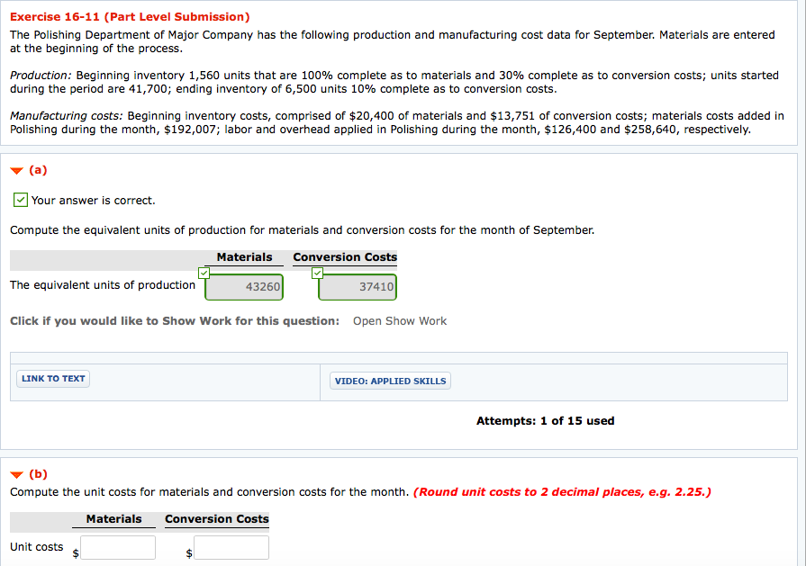 Solved Exercise 16-11 (Part Level Submission) The Polishing | Chegg.com