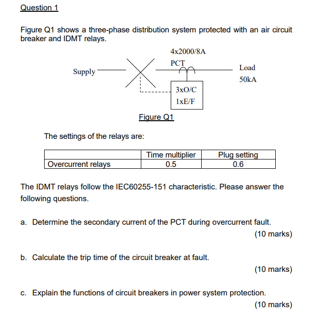 Solved Figure Q1 shows a three-phase distribution system | Chegg.com