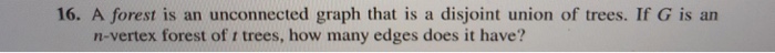 Solved 16. A forest is an unconnected graph that is a | Chegg.com