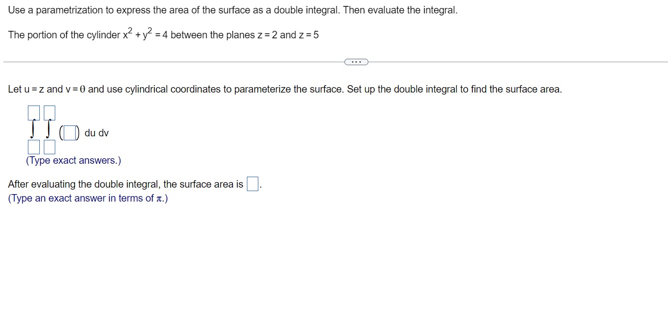 Solved Use a parametrization to express the area of the | Chegg.com