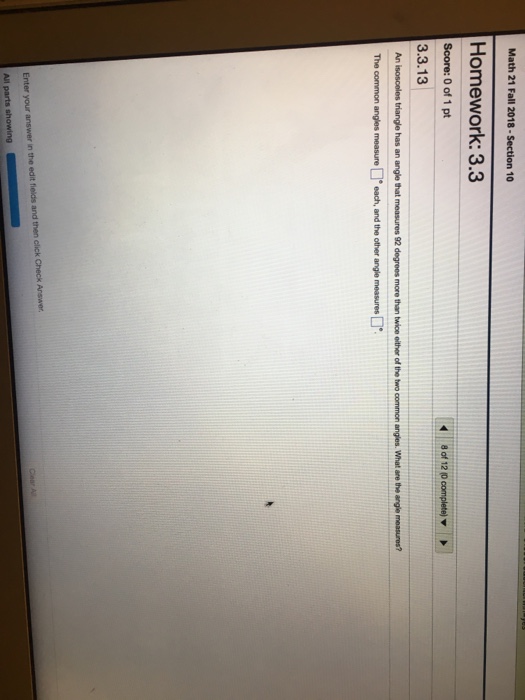 Solved Math 21 Fall 2018-Section 10 Homework: 3.3 Score: 0 | Chegg.com