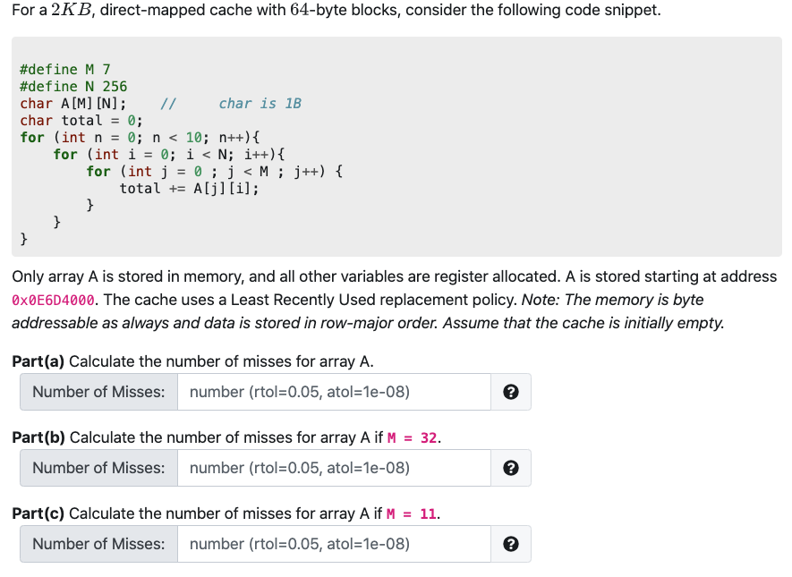 For a 2KB, direct-mapped cache with 64-byte blocks, | Chegg.com
