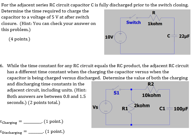 Solved For the adjacent series RC circuit capacitor C is | Chegg.com