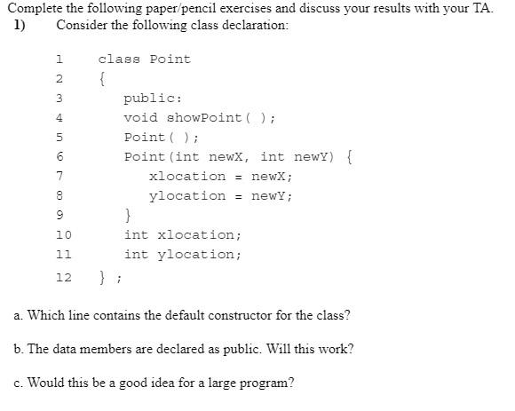 Solved Complete the following paper/pencil exercises and | Chegg.com